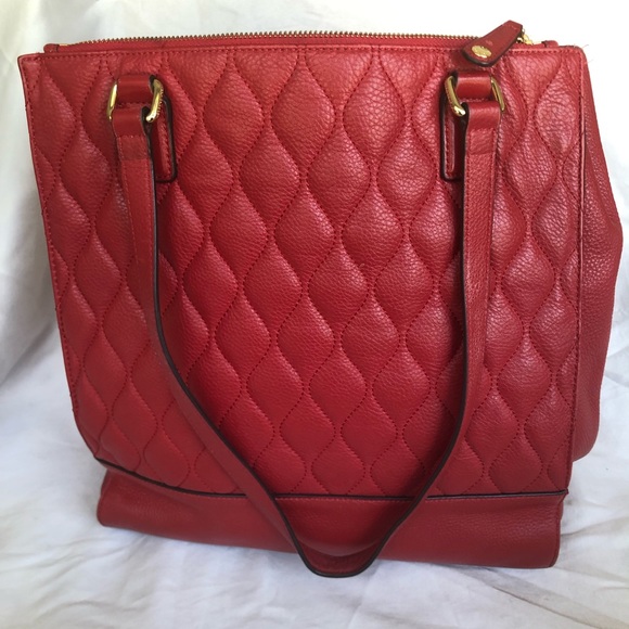 Vera Bradley | Bags | Vera Bradley Leather Quilted Nora Tote Tango Red ...